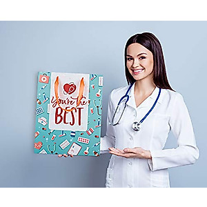 FaCraft Graduation Gift Bags,13"x 10.4"x 5.9" Nurse Doctor Graduation Gift Bag,Large Gift Bag with Tissue Paper for Nursing School Grads,Medical School Graduate,Social Worker,Occupational Therapist
