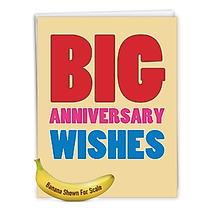 NobleWorks, Big Anniversary Wishes - Happy Anniversary Card with Envelope (8.5 x 11 Inch) - Jumbo Appreciation Notecard for Spouse, Parents J2722ANG