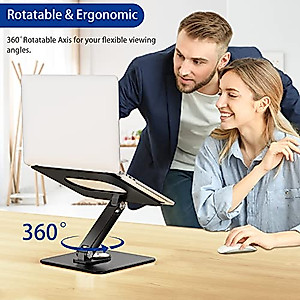BESIGN LSX7 Laptop Stand with 360° Rotating Base, Ergonomic Adjustable Notebook Stand, Riser Holder Computer Stand Compatible with Air, Pro, Dell, HP, Lenovo More 10-15.6" Laptops (Black)