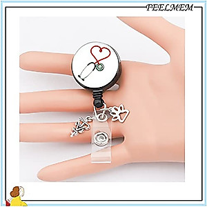 FEELMEM Veterinarian Gift Medical Stethoscope Retractable Badge Holder Reel Clip Veterinary Student Gift Veterinary Assistant Jewelry Pet Owner Rescue Jewelry (Veterinarian)