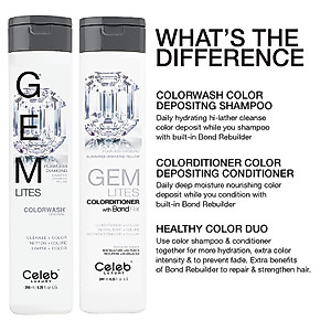 Celeb Luxury Gem Lites Colorwash, Professional Semi-Permanent Hair Color Depositing Shampoo, Flawless Diamond, 8.25 Fl Oz (Pack of 1)