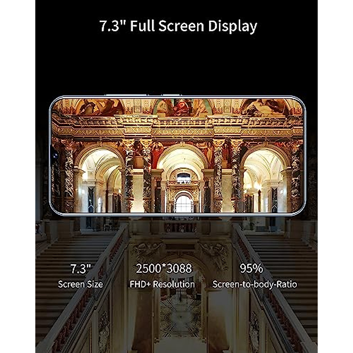 ExAchat M13 Pro 5G Unlocked Smartphone, 7.3" Large Screen Android 13 Phone 6GB+256GB 108MP 7300mAh Dual SIM Cell Phone 5G Fingerprint/Face ID