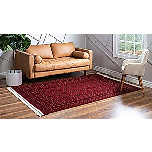 Unique Loom Tekke Collection Over-Dyed Saturated Traditional Torkaman Area Rug, 7 ft x 10 ft, Red/Burgundy