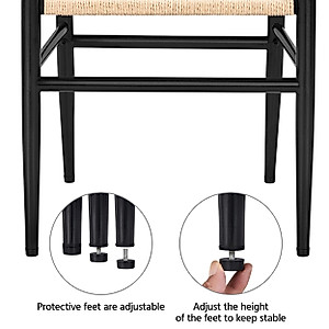 Yaheetech Set of 2 Weave Arm Chair Mid-Century Metal Dining Chair Y-Shaped Backrest Hemp Seat, Black