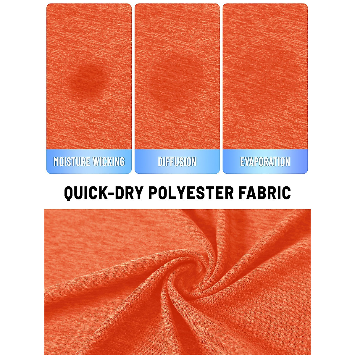 TACVASEN Gym Shirts Men Short Sleeve Workout Running Crew Neck Summer Shirts Athletic Shirts for Men Dry Fit Tshirt Shirts for Men Light Orange