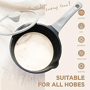 FPANO 2 QT Sauce pan with Lid, 2 Quart Die-Cast SaucePan Milk Pots, Small Soup Pot with Soft Touch Handle, Non-Toxic Kitchen Cookware for Boiling Gravies, Pasta, Noodles, Induction Campatible