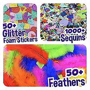 Carl & Kay Assorted Size 360 Pom Poms + 50 Googly Eyes & 1450+ pcs Crafts Supplies for Kids