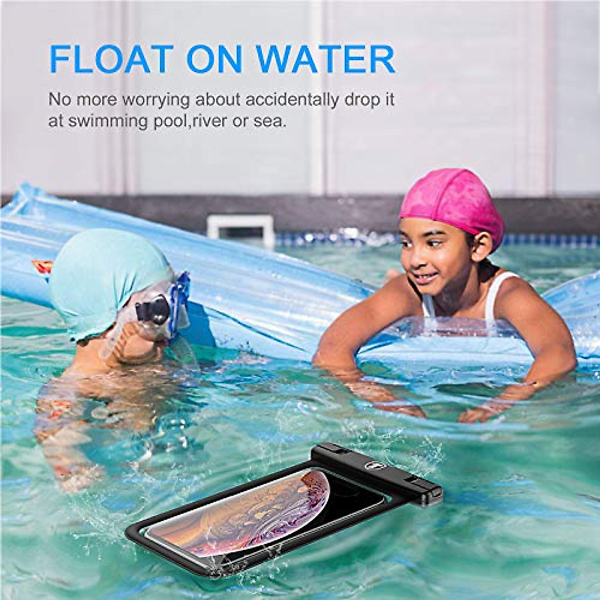 Tiflook Floating Waterproof Phone Pouch with Lanyard and Armband Dry Bag Holder Underwater Case for Motorola Moto G Power G Stylus G Play E E6 One 5G G7 Power G7 Play G6 Z4 Z3, Black