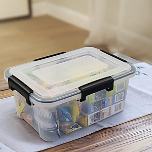 Morcte 6-Pack Clear Storage Box with Gasket Seal Lid, 12 Quart Plastic Gasket Box with Tight Latch and Seal, Stackable Nestable Tote Tub