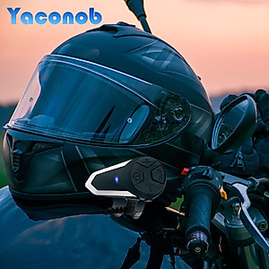 Yaconob Motorcycle Bluetooth Headset BT-S3NS 1000m Motorcycle Helmet Bluetooth Radio Intercom Wireless Interphone to 2-3 Riders (Waterproof/Handsfree/Stereo Music/FM Radio/GPS/MP3 (2 Pack)