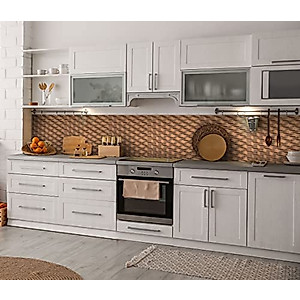 Retro-Art 3D Backsplash Wall Panels for Kitchen, Pack of 10, Geometric Woven Pattern in Bronze Gold, PVC, 24.5 x 18.5, Cover 31.48 sq.ft. 703526