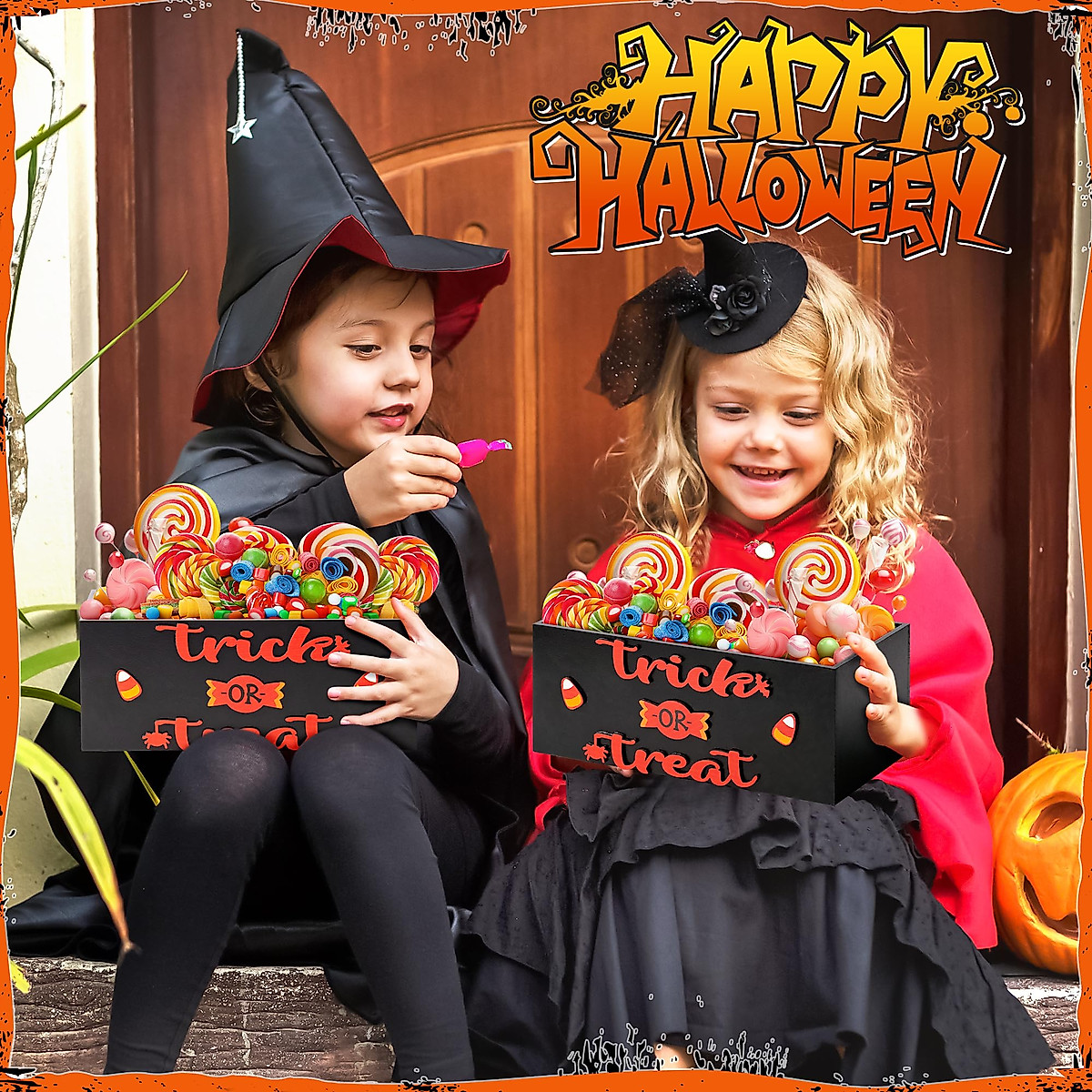 CJiangpo Halloween Candy Bowl Holder - Wooden Funny Trick or Treat Candy Holder, 3D Design Halloween Large Candy Dish Serving Bowl Farmhouse Tiered Tray Decor Table Ornament Halloween Party Supplies