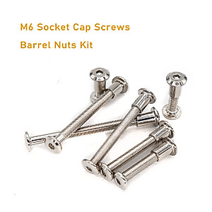 binifiMux 10-Pack M6-1.0 x 35mm Rivet Countersunk Hex Head Socket Cap Bolt and Barrel Nut for Furniture