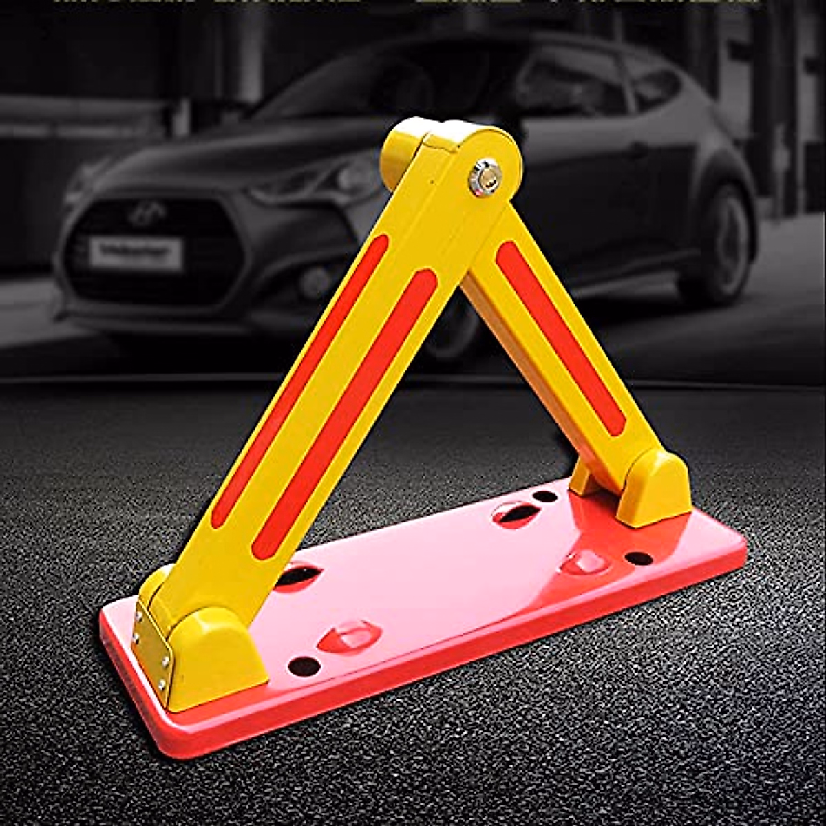 Heavy Duty Parking Barriers Anti-Collision Fixed Parking Piles Triangular Foldable Parking Space Lock for Private Upper Lock Safety Barrier