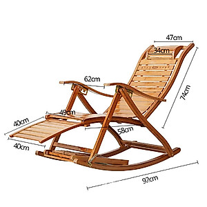 BROHN Lounge Chair, Lounge Chairs, Lounge Chairs,Bamboo Rocking Chair Adjustable Folding Recliner Summer Outdoor Sun Loungers Armchair Balcony Old Man Siesta Chair,Support 300kg
