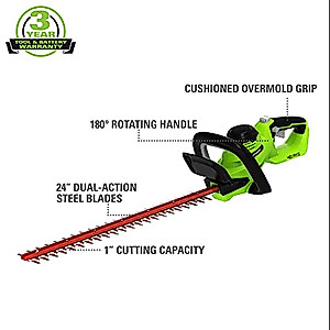 Greenworks 40V (185 MPH) Brushless Cordless Blower/Vacuum, 4.0Ah Battery and Charger Included 24322 with 40V Hedge Trimmer