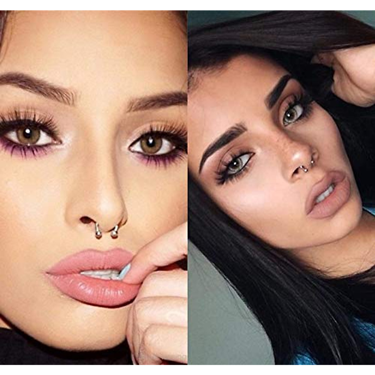 QWALIT Fake Septum Nose Rings for Women, Fake Nose Piercing Hoop, Stud, Helix Earring