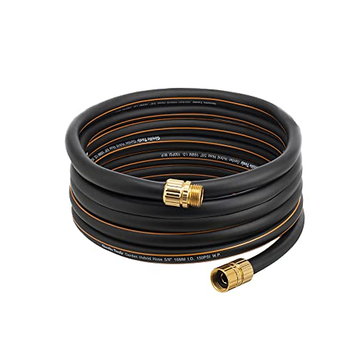 Giraffe Tools Garden Hose 5/8" x 25ft, Custom Length, No Kink, Flexible, Leakproof Water Hose, Male Female Fittings, 600 Burst PSI, 25ft, Black Orange