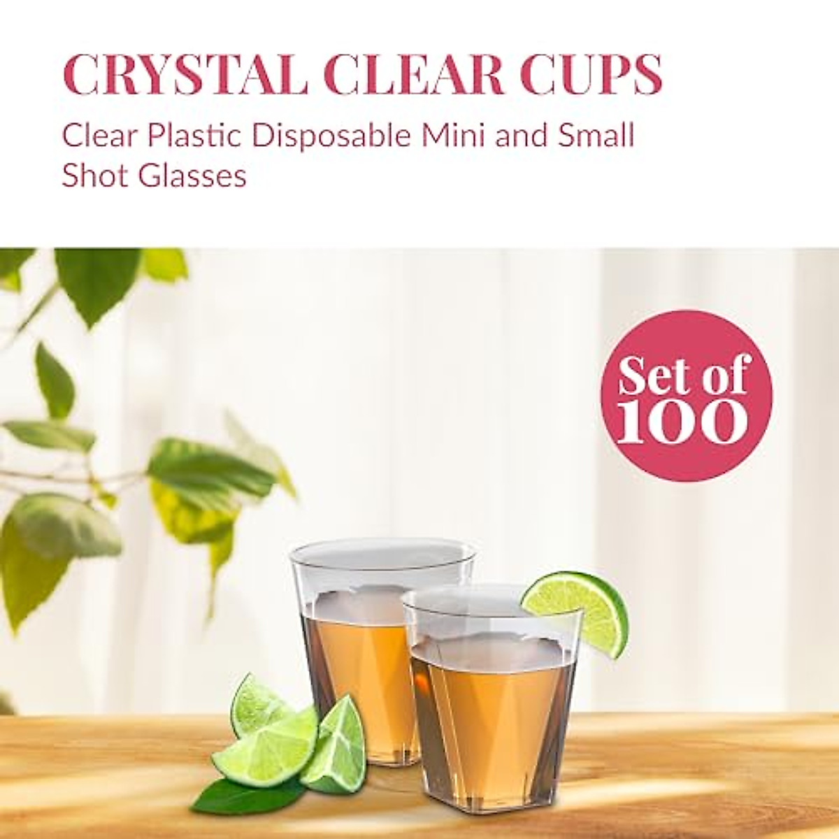 Prestee Clear Plastic Shot Glasses, 2 oz Disposable Shot Glasses - Bulk 100 Pack, Durable Small Cups for Shots, Mini Drinkware for Parties, Events, Reusable or Disposable - Crystal Clear Design
