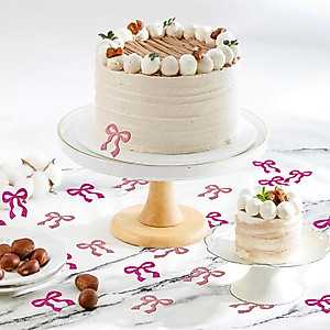 200Pcs She's Tying the Knot Confetti - Tying the Knot Bachelorette Table Decorations, Coquette Pink Bow Confetti for Bridal Shower Wedding Party Supplies