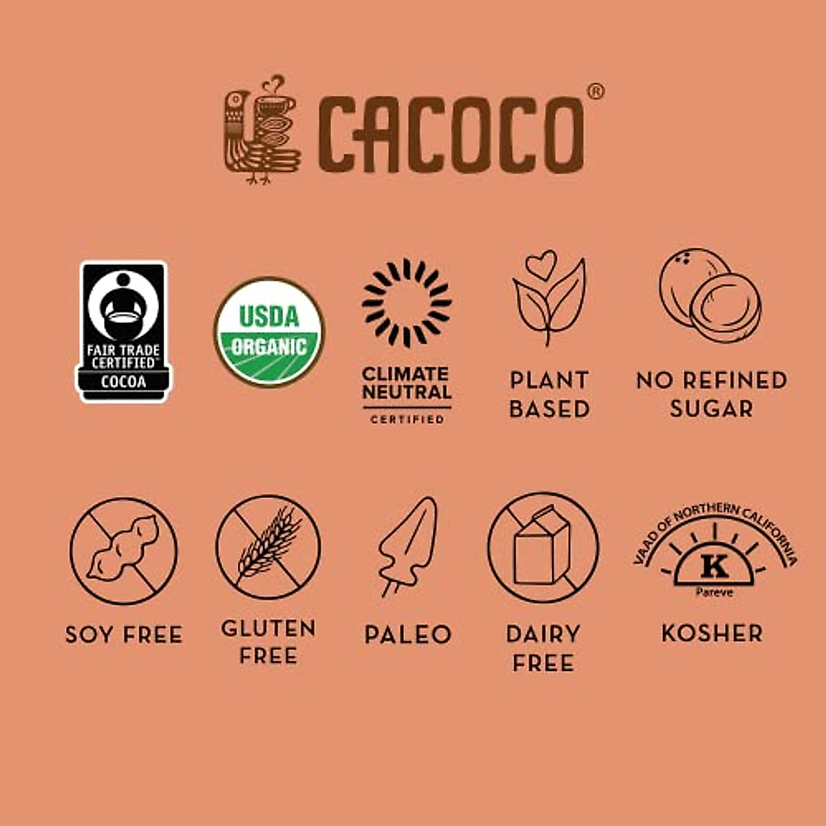 70% Spicy Dark Drinking Chocolate - Certified Organic Hot Cacao / Fair Trade Cocoa - by CACOCO (7.05 ounces) …
