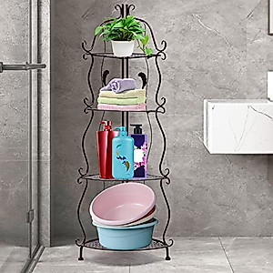 WANLECY 4 Layers Corner Shelf Stand, Metal Corner Bathroom Shelf Freestanding Toilet Bedroom Multi-Storey Shelf, Multipurpose Space Saving Storage Rack for Living Room, Kitchen, Bathroom