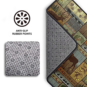 Rustic Moose Deer Kitchen Rugs and Mats Washable Memory Foam Cabin Non Skid Kitchen Mats Under Sink Farmhouose Kitchen Comfort Floor Mats Kitchen Decor for Bathroom Carpet 39" X 20"