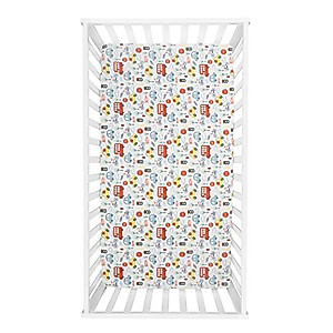 Sammy & Lou Beep Beep 4-Piece Baby Nursery Crib Bedding Set, Includes Quilt, Fitted Crib Sheet, Crib Skirt, and Plush Toy