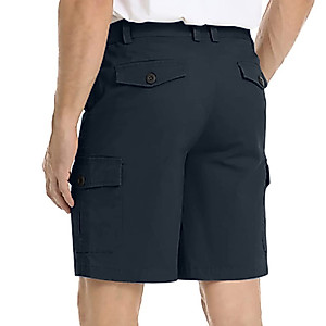 Linen Shorts for Men Mens Shorts Casual Flat-Front Multi Pockets Cargo Shorts Stylish Premium Twill Solid Work Utility Tooling Shorts Mens Golf Shorts 11 Inch Inseam Navy 3X