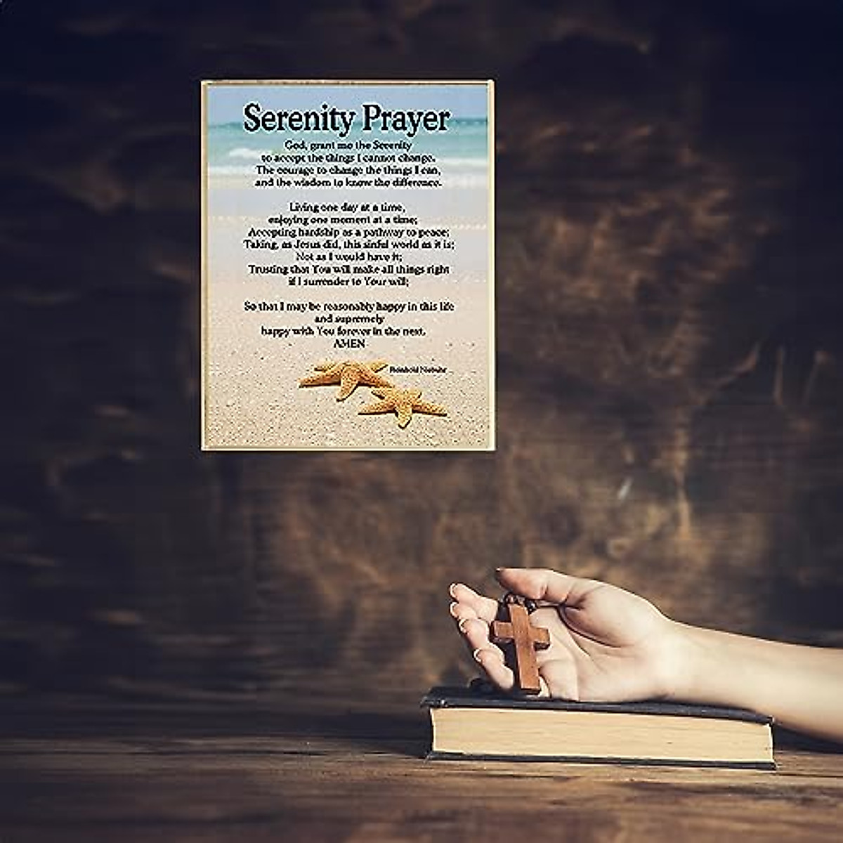 Serenity Prayer - Beach Christian Wall Decor, Starfish Scripture Inspirational Wall Art, Ideal Bible Inspired Wall Print For Living Room Decor, Office Decor, Church, or Beach House Unframed - 8x10