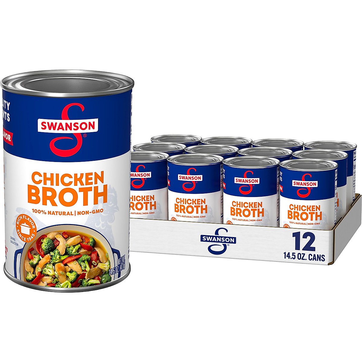 Swanson 100% Natural, Gluten-Free Chicken Broth, 14.5 Oz Can (Pack of 12)