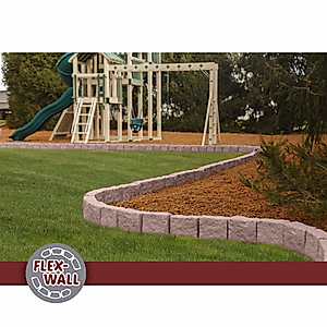 Garden Elements True Form Outdoor Decorative Flex-Wall Resin Edging for Gardens, Playgrounds, Plastic Life-Like Cobblestone Landscape Lawn Borders, 4 Foot Section (Pack of 4)