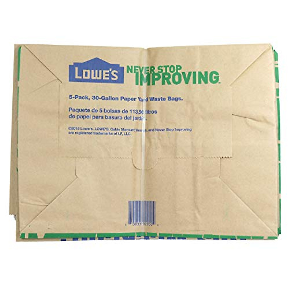 Lowe's 30 Gallon Heavy Duty Brown Paper Lawn and Refuse Bags for Home and Garden (10 Count), Large (LOWESLL)