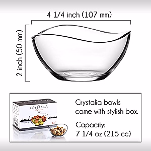 Volarium Small Glass Bowls for Soups, Snacks, Side Dishes, Fruit Salads, Yogurt Parfaits, Trifle, Oatmeal, Cereal with Milk, Yogurt, Desserts, and Nuts, Set of 6 (7 1/4oz)