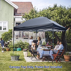 Joramoy 10×10 Canopy Replacement Top Only, Waterproof Pop Up Canopy Tent Top Cover with Ropes, Instant Canopy Top Sunshade Sliver Coated for Outdoor Garden Patio Camping (Black)