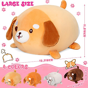 Zakeml 5PCS Cute Corgi Dog Plush Pillow, 15'' Corgi Plush Stuffed Animal with 4 Baby Corgi Plushies, Soft Dog Plush Sleeping Pillow Doll Toy Christmas Birthday for Kids Girlfriend Room Decor