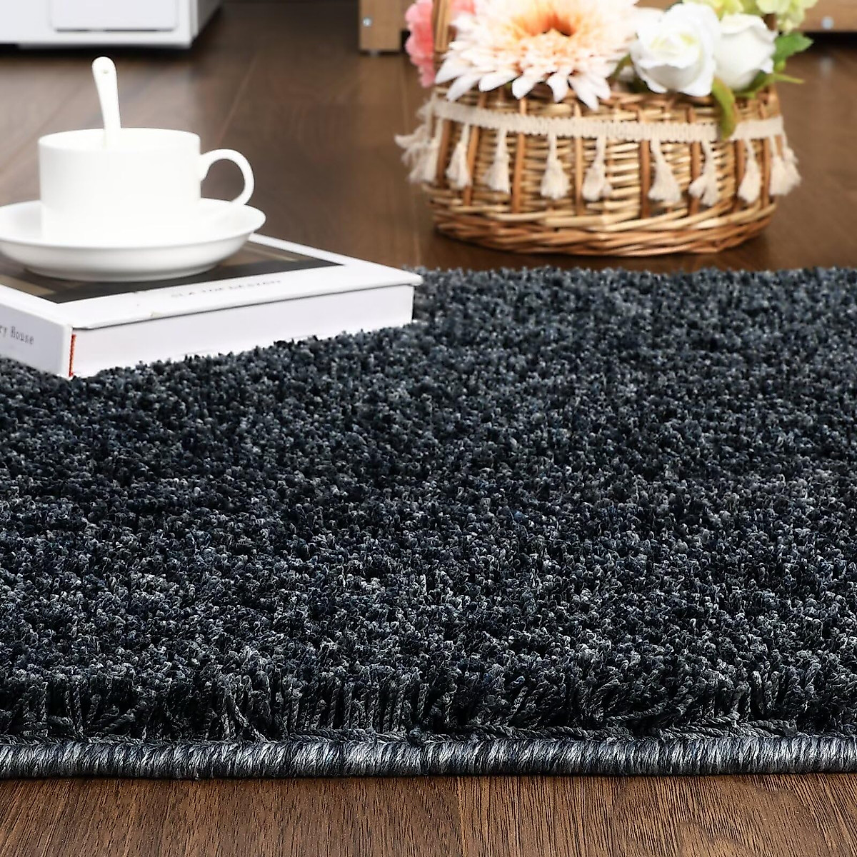 COZYLOOM 10x13 ft Extra Large Area Rug, Modern Soft Fluffy Rug for Living Room Dorm Kids Room Non-Slip Plush Floor Carpet Large Shaggy Rug for Bedroom Nursery Home Office Accent Floor Carpet, Charcoal
