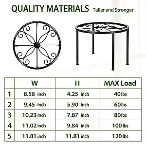 CADANI 5-Pack Decent Metal Plant Stands, Anti-Rust Iron Flower Pot Stand, Heavy Duty Plant Pot Shelf, Decoration Racks for Home Indoor and Outdoor