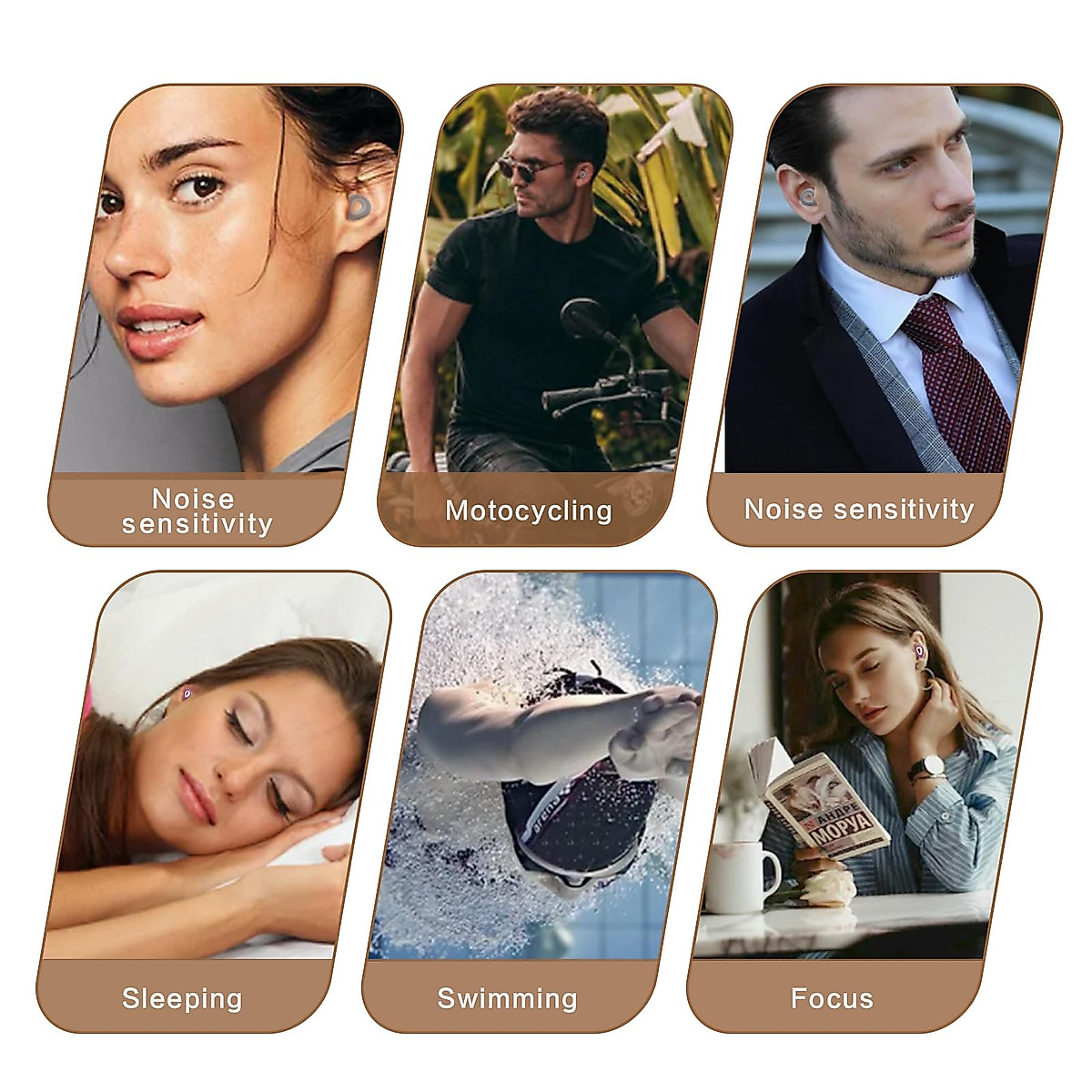 Ear Plugs for Sleeping Noise Cancelling Ear Plugs for Swimming Concerts Loud Music, Reusable Soft Silicone Ear Plugs for Kids and Adults 6 Ear Tips in S/M/L Hearing Protection (Purple)