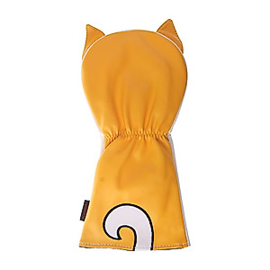COOLSKY Golf Head Cover Cute Akita Dog Animal Cartoon Pattern for Driver Synthetic Leather PU Headcovers Yellow