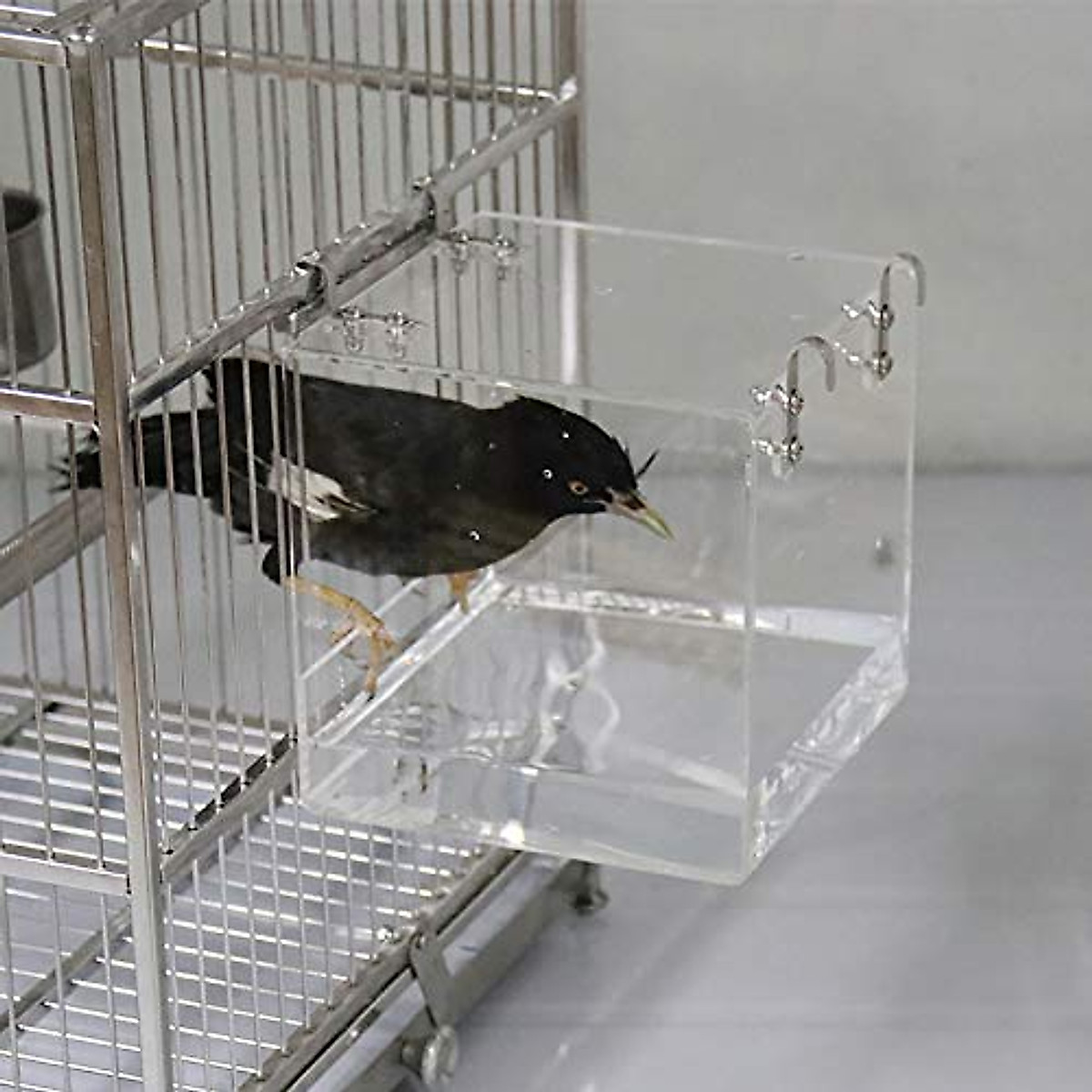 EnoYoo Bird Bath Cage, Cleaning Pet Supplies Cockatiel Bird Bathtub with Hanging Hooks for Little Bird Parrots Spacious Parakeets Portable Shower for Most Birdcage