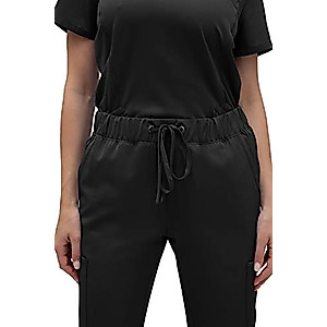 SOULFUL SCRUBS for Women 6 Pocket, Cargo Pant - Stylish Medical Scrub Pant with Midrise Fit for Woman 3500 Caroline- Medium Black - Medium,Black