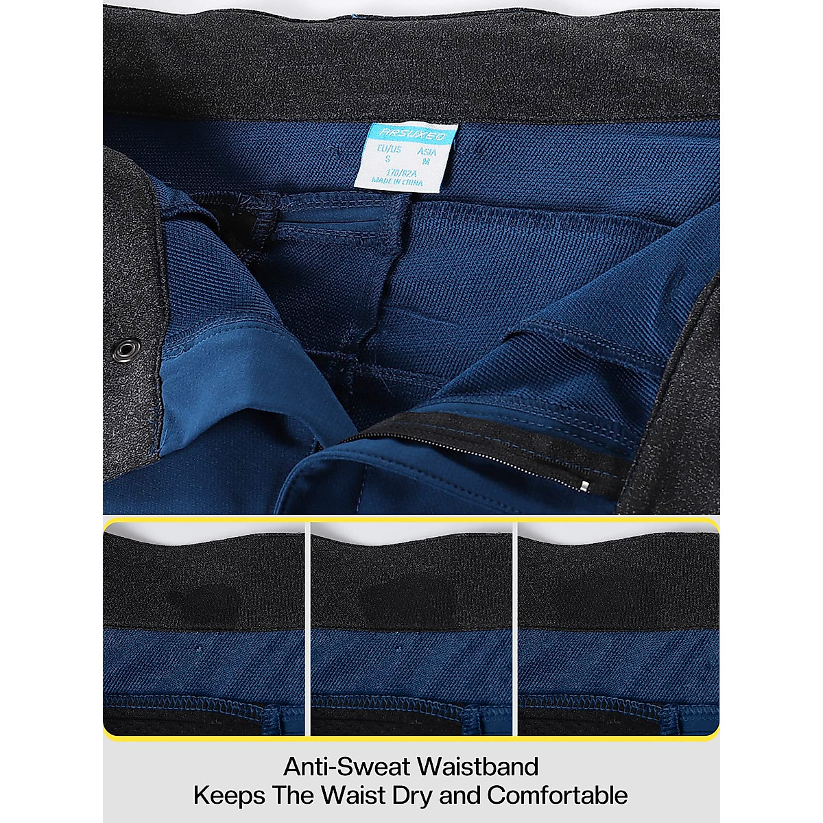 ARSUXEO Mens Bike Shorts,Cycling Shorts,Mountain Bike Shorts MTB Shorts Loose Fit with Moisture-Wicking Waistband Dark Blue Size Medium