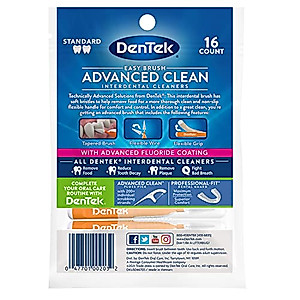 DenTek Easy Brush Interdental Cleaners, Standard, 16 Count, (Pack of 3)