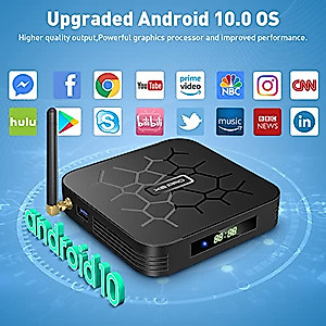X6 PRO Android TV Box 10.0, Android TV Box 4GB RAM 64GB ROM, H616 Quad-Core 64bits 100M LAN Dual-WiFi 2.4G/5G Android Box with 6K/AV1/3D/USB 3.0/BT 4.2 with Wireless Keyboard
