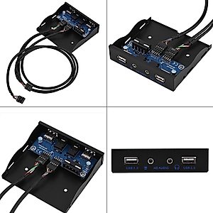 Richer-R Floppy Front Panel,USB2.0 HD-Audio Floppy Front Panel 3.5'' 9Pin to 2 USB2.0 Interface with Mic Audio