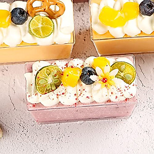 Tosnail 100 Pack 5oz Rectangular Dessert Appetizer Tumbler Cups with 100 Plastic Spoons