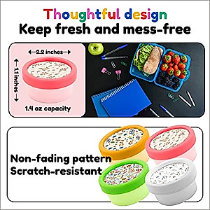 HOUSYLOVE Plastic Small Containers With Lids For Lunch Box, Floral Small Dressing Containers With Lids, Small Sauce Containers For Lunch Box, Dressing Containers For Lunch Box, 4 Pack