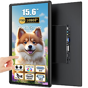 COOLHOOD Touchscreen Monitor 15.6 Inch FHD1920×1080P IPS HDR 60Hz Touch Screen Monitor HDMI VGA DVI Touch Monitor with 10-Point Multi-Touch VESA Monitor with Speakers Touchscreen for Laptop Mini PC