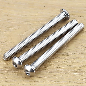 1/4-20 x 2-1/2" Button Head Socket Cap Bolts Screws, 304 Stainless Steel 18-8, Allen Hex Drive, Bright Finish, Fully Machine Thread, Pack of 20